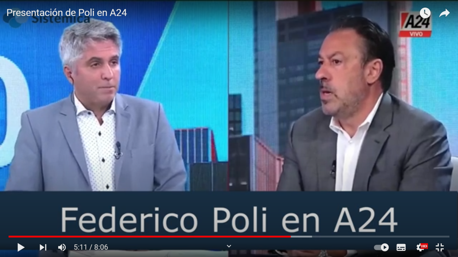 Entrevista realizada a Federico Poli por Maximiliano Montenegro en el programa «MMD» de A24 ...